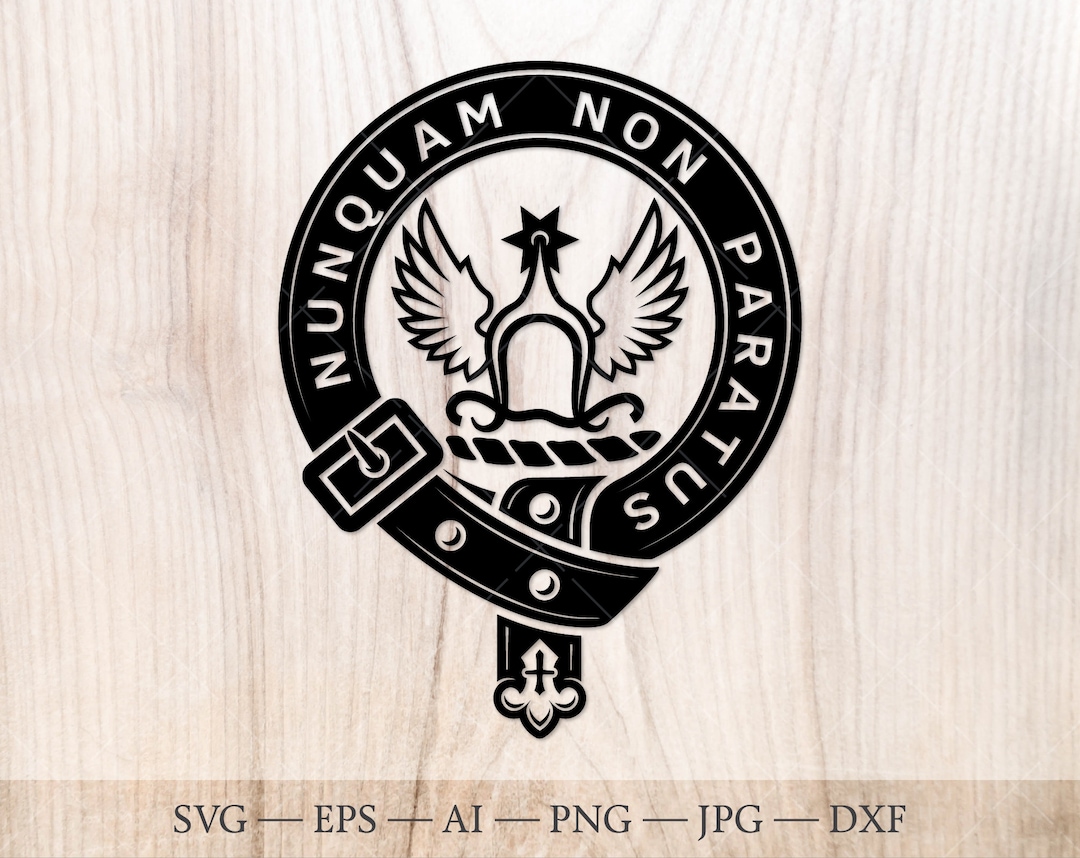 Johnstone Crest Badge SVG With a Winged Spur, Scottish Clan Svg, Family ...