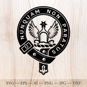 Johnstone Crest Badge SVG With a Winged Spur, Scottish Clan Svg, Family ...