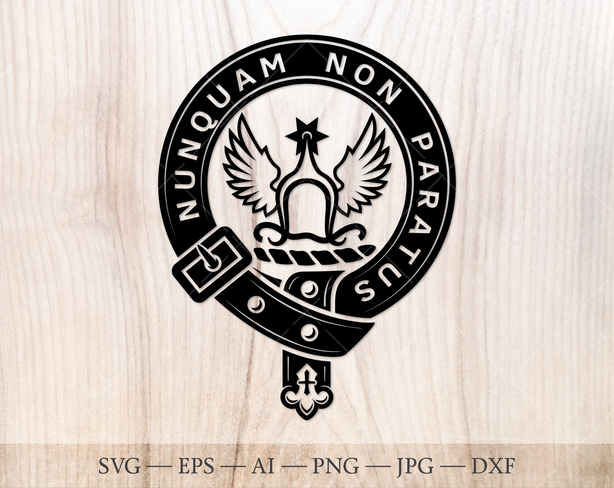 Johnstone Crest Badge SVG With a Winged Spur, Scottish Clan Svg, Family ...