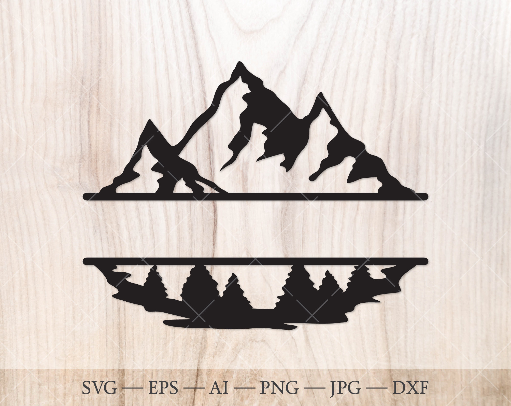 Mountain Monogram SVG Forest Split Name Frame SVG Cut File. - Etsy