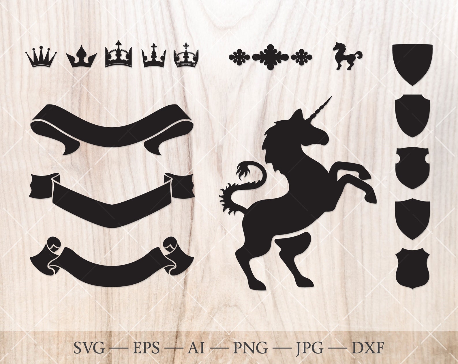 Heraldry SVG Set. Cut File Silhouettes. Svg, Eps, Dxf, Png - Etsy