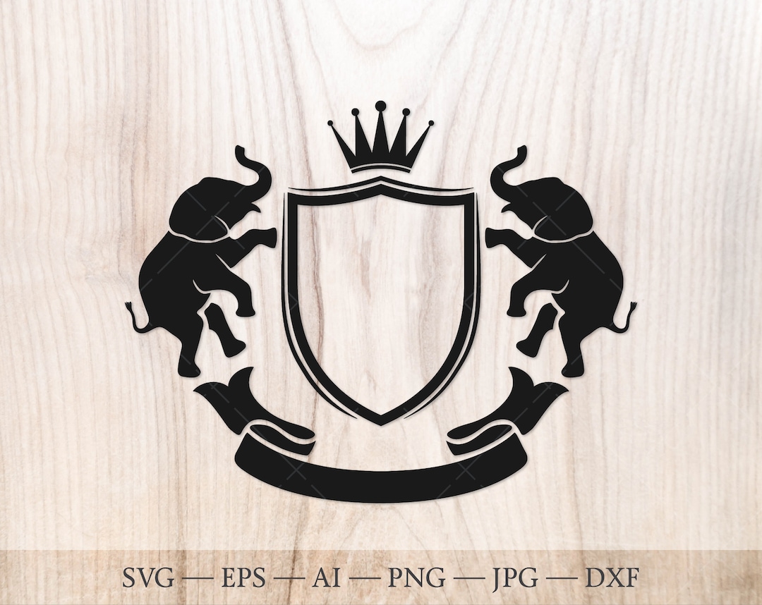 Family Crest SVG Template. Coat of Arms SVG. Shield With Elephants ...