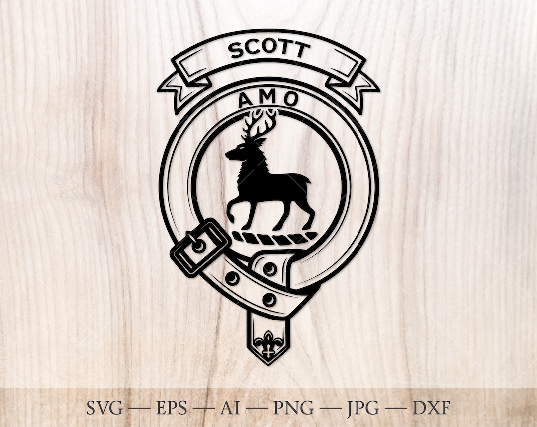 Scott Crest Badge SVG, Scottish Clan Svg, Family Crest Svg. Coat of ...