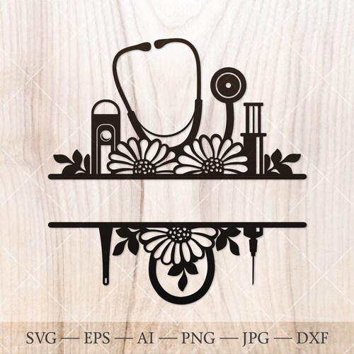 Nurse Svg Split Monogram Nurse Floral Frame Svg Nurse Logo - Etsy