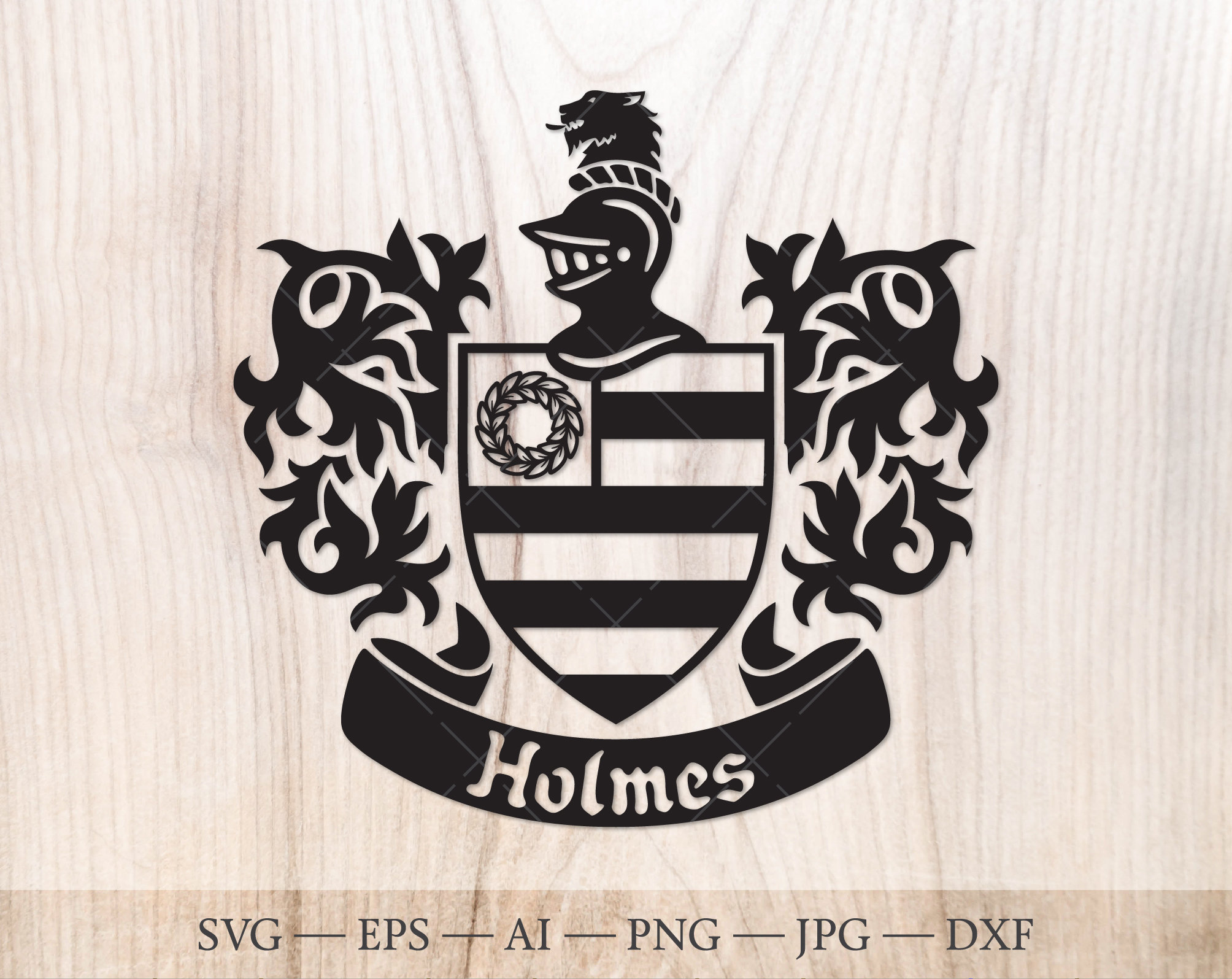 Holmes Family Crest. Coat of Arms Svg. Heraldic Shield With Lion ...