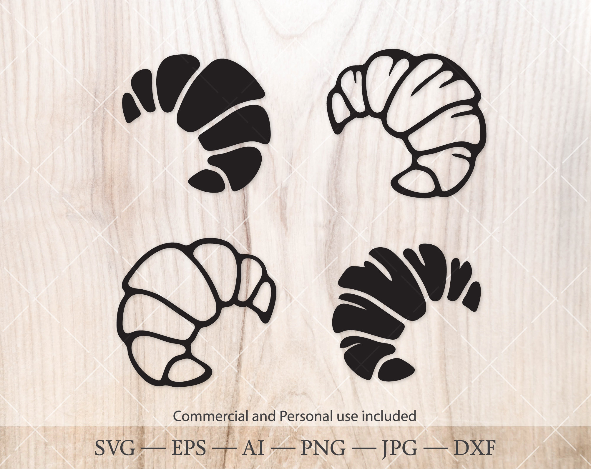 Croissant SVG. Hand Drawn Croissant Silhouette Svg. Pastry and - Etsy