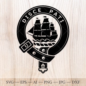 Duncan Crest Badge SVG With Sailing Ship, Scottish Clan Svg, Family ...