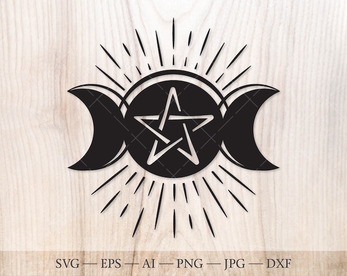 Wicca Triple Moon SVG Pentagramm SVG Göttin Wicca Clipart Stern ...