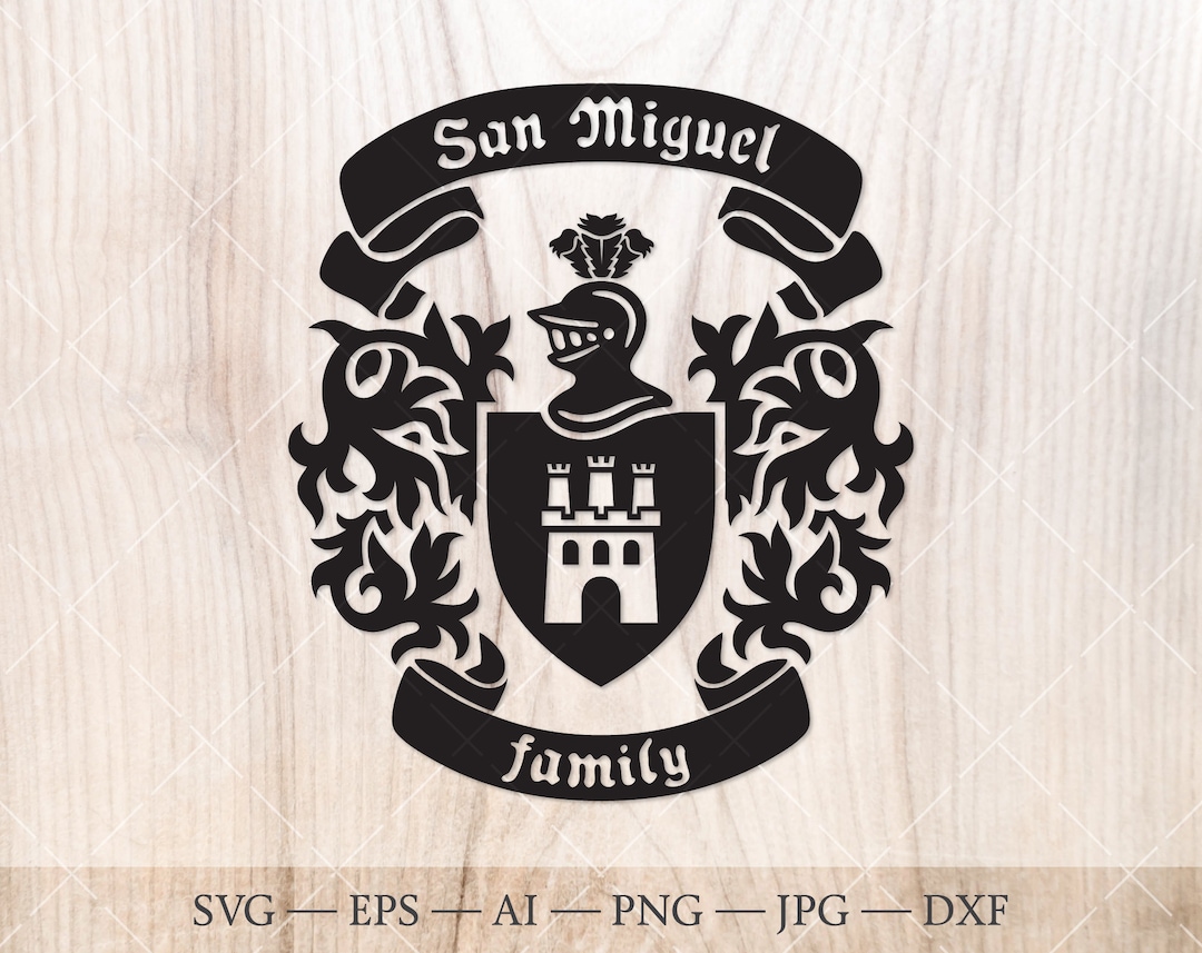 San Miguel Family Crest. Coat of Arms Svg. Heraldic Shield With ...