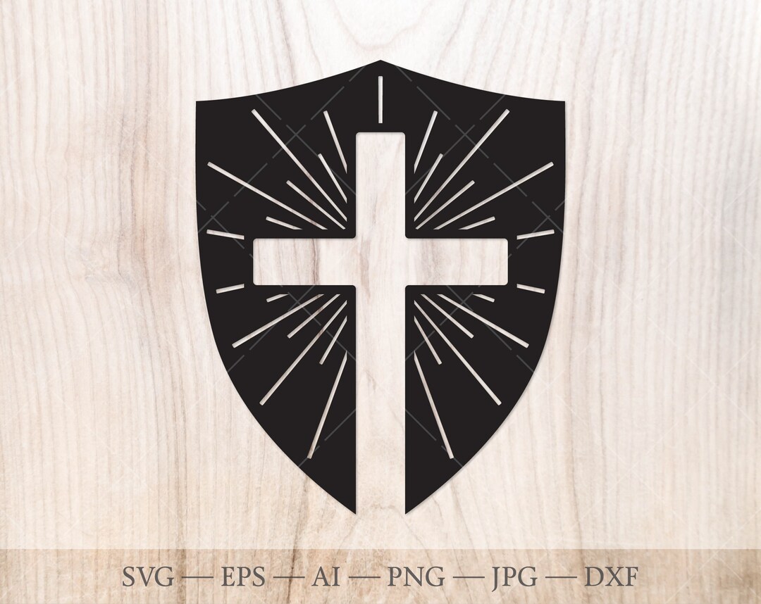 Religious Shield With Christian Cross and Sun Rays SVG. Cricut SVG Cut ...
