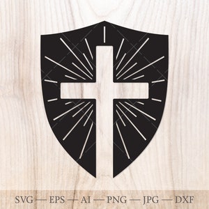 Religious Shield With Christian Cross and Sun Rays SVG. Cricut SVG Cut ...
