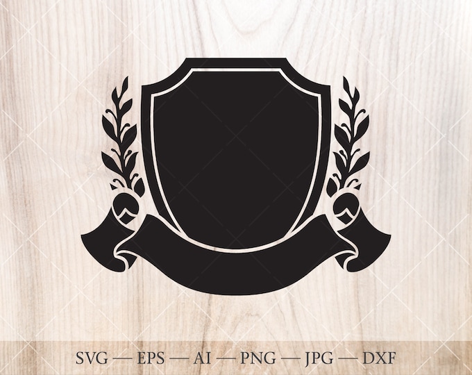 Family Crest SVG Template, Coat of Arms Svg. Shield With Laurel Wreath ...