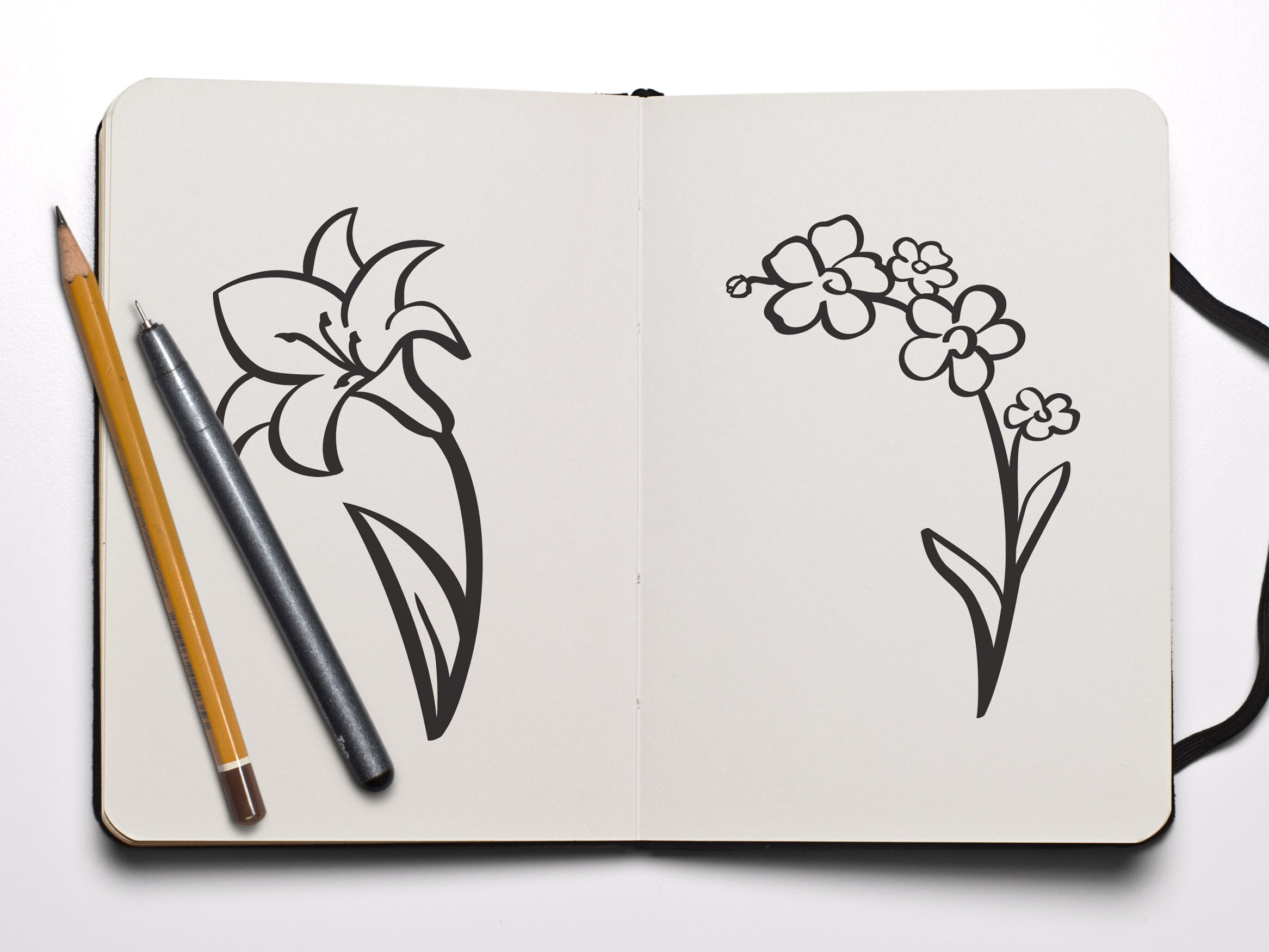 Spring Flower Outline Silhouette SVG Bundle. Daisy Svg. Tulip | Etsy