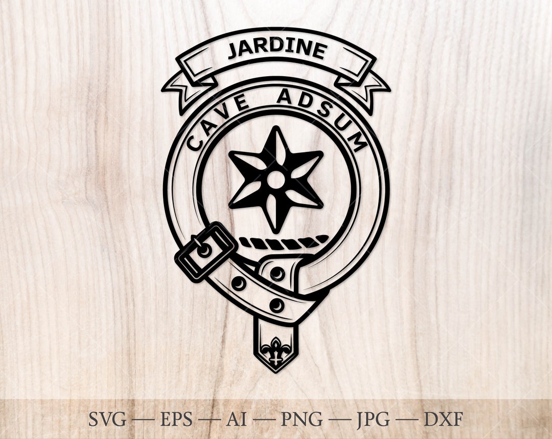 Jardine Crest Badge SVG With a Spur Rowel, Scottish Clan Svg, Family ...