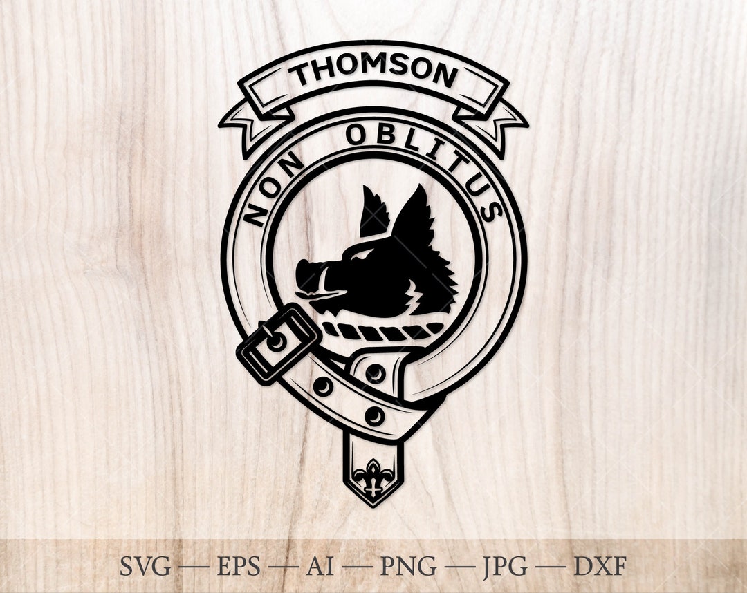 Thomson Crest Badge SVG With Boar, Scottish Clan Svg, Family Crest Svg ...