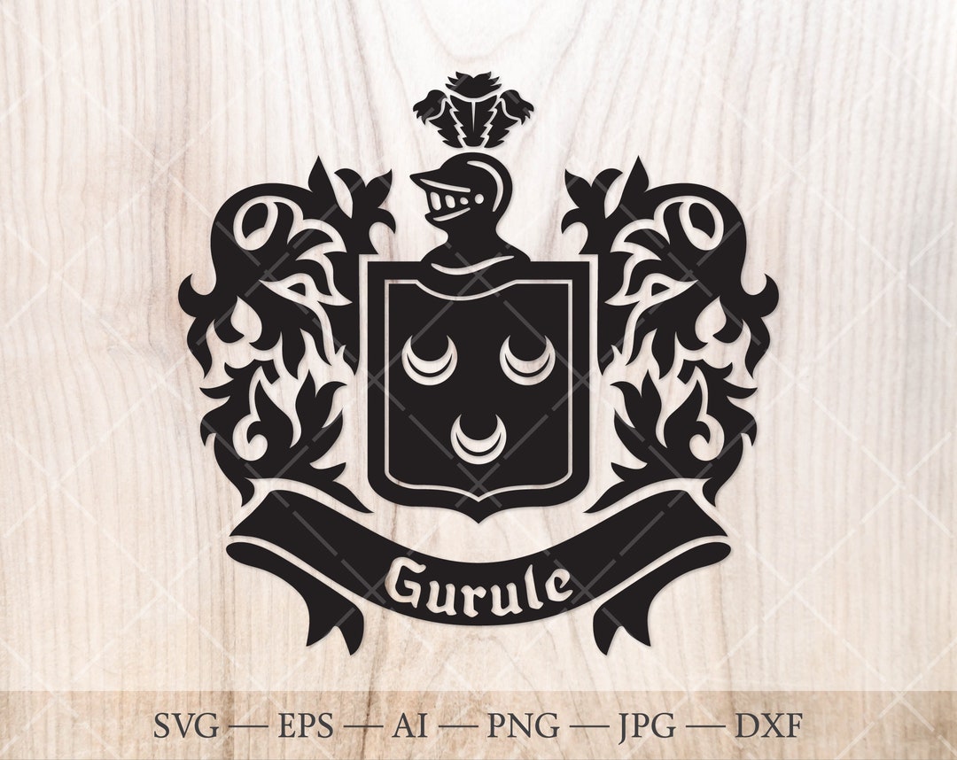 Gurule Family Crest SVG. Coat of Arms SVG. Shield With Three Crescents ...
