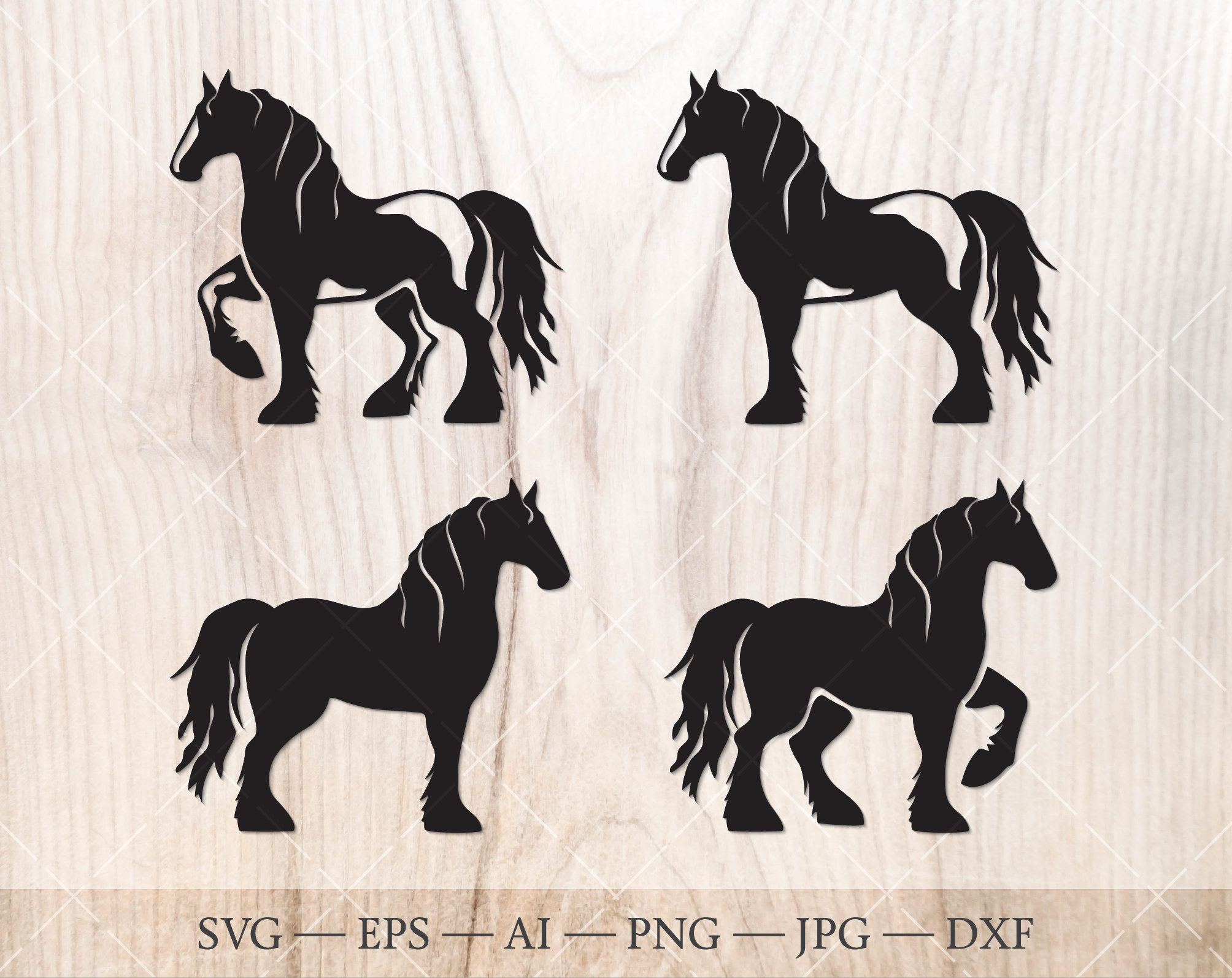 The Gypsy Vanner Horse Silhouettes. Irish Cob, Gypsy Vanner, Tinker ...