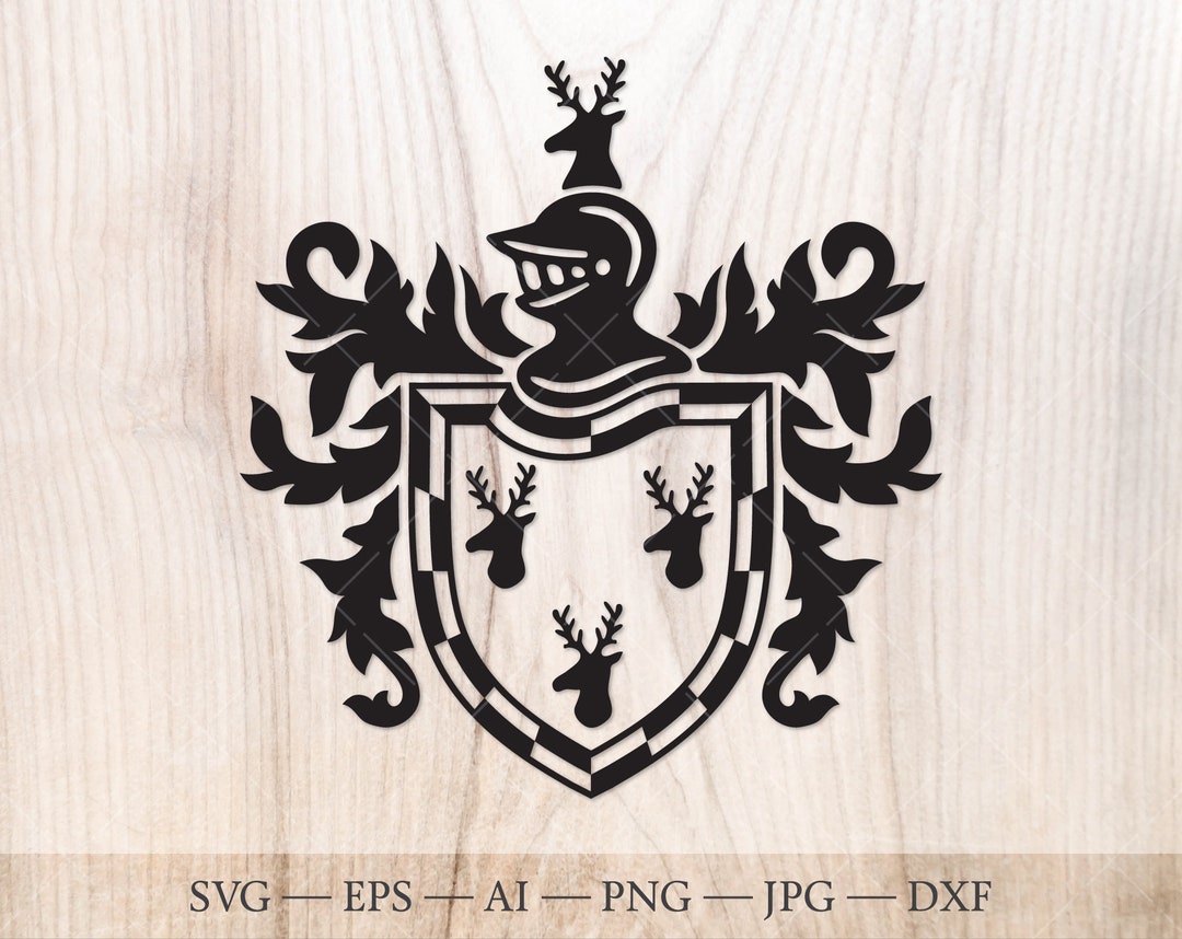 Doyle Family Crest. Coat of Arms Svg. Heraldic Shield With Three Stag ...