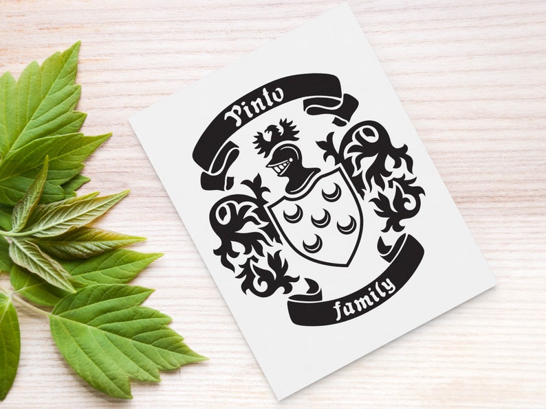 Pinto Family Crest SVG. Heraldic Shield With Crescent Eagle | Etsy