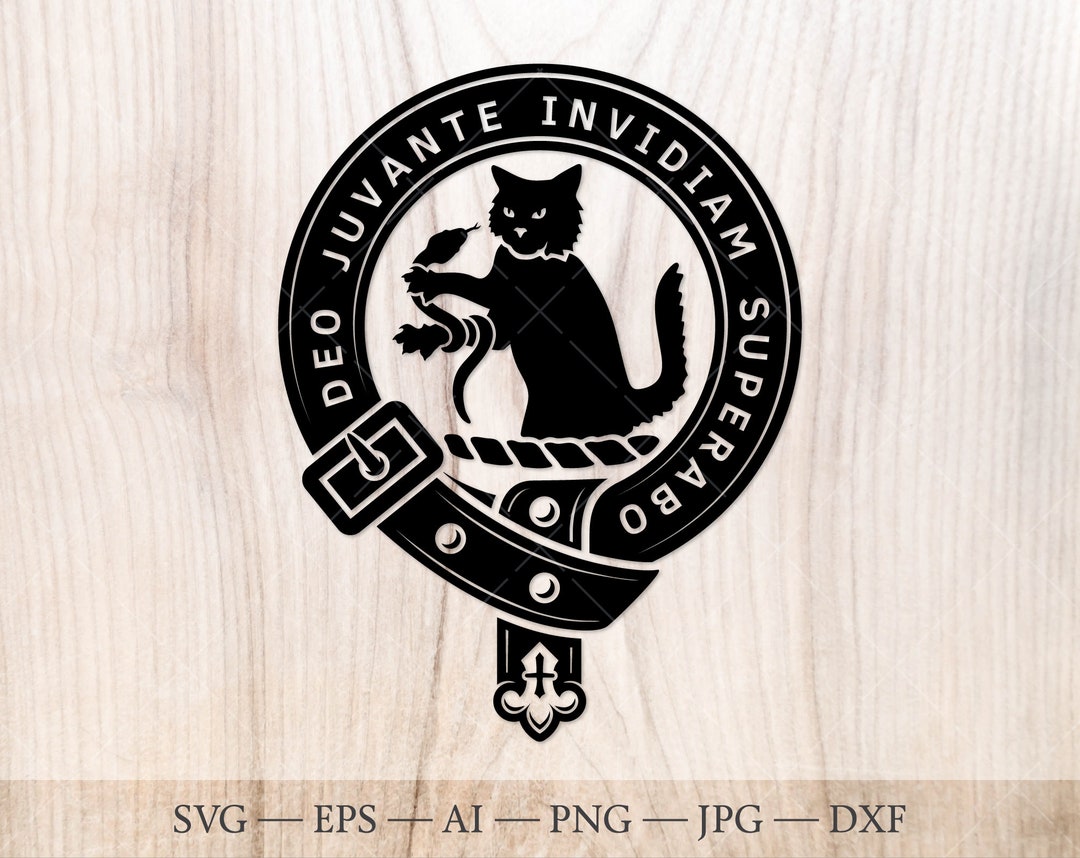Macthomas Crest Badge SVG With Wild Cat and a Serpent, Scottish Clan ...