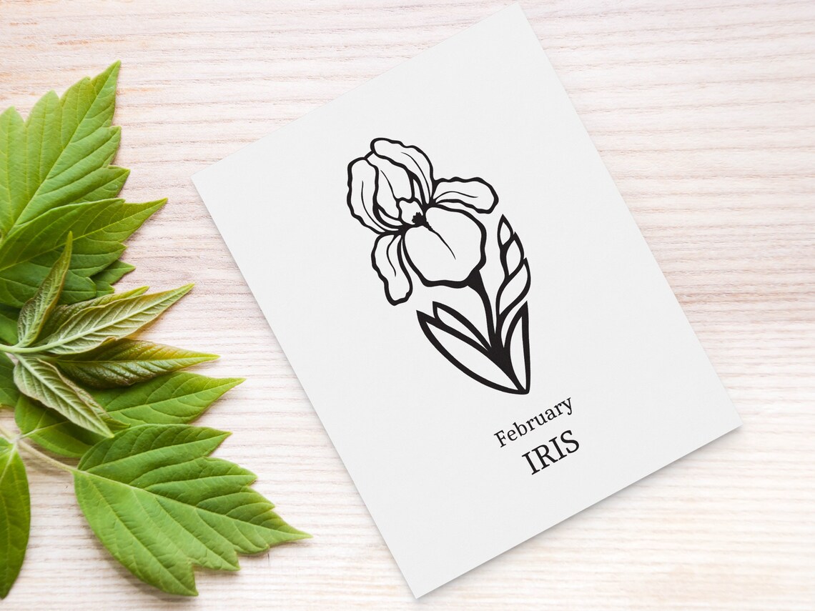 Iris SVG Februari Geboorte Bloem SVG. Geboortemaand - Etsy België