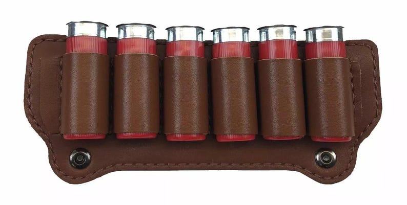 Leather 12 / 20 / 28 Gauge Shotgun Shell Ammo Belt Slide Pouch - Brown ...