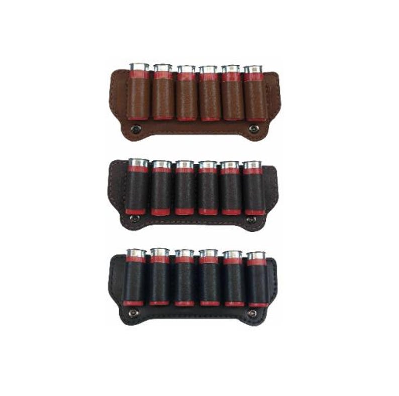 Leather 12 / 20 / 28 Gauge Shotgun Shell Ammo Belt Slide Pouch - Brown ...