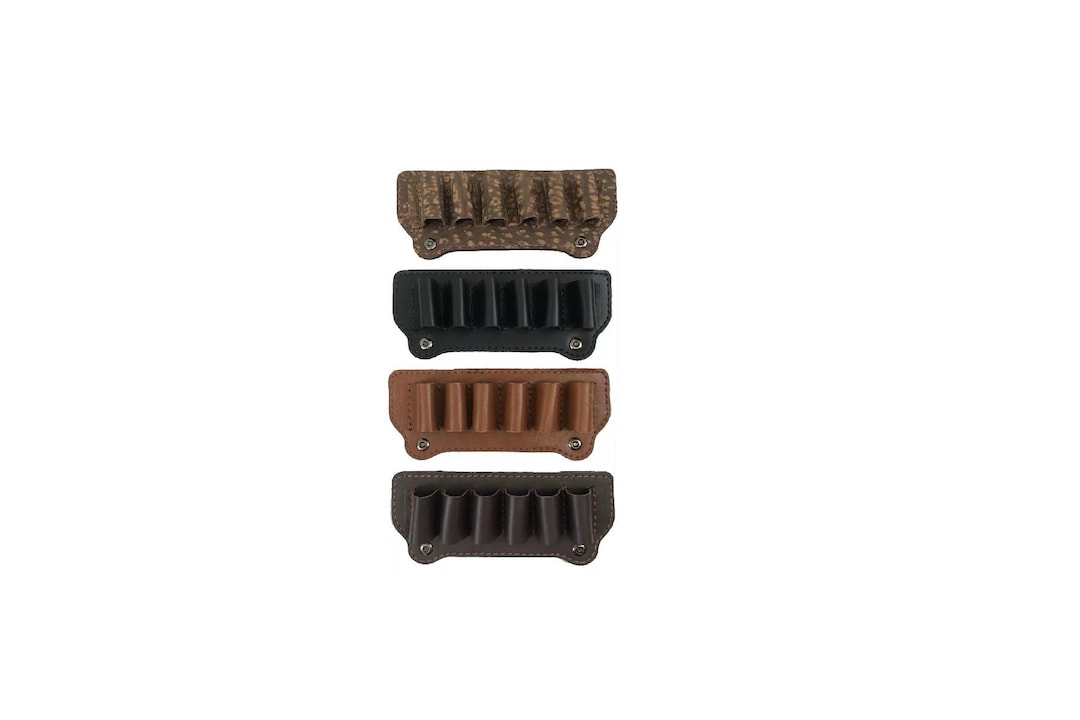 12 / 20 / 28 / 410 Gauge Leather Shotgun Shell Ammo Belt Slide Pouch ...