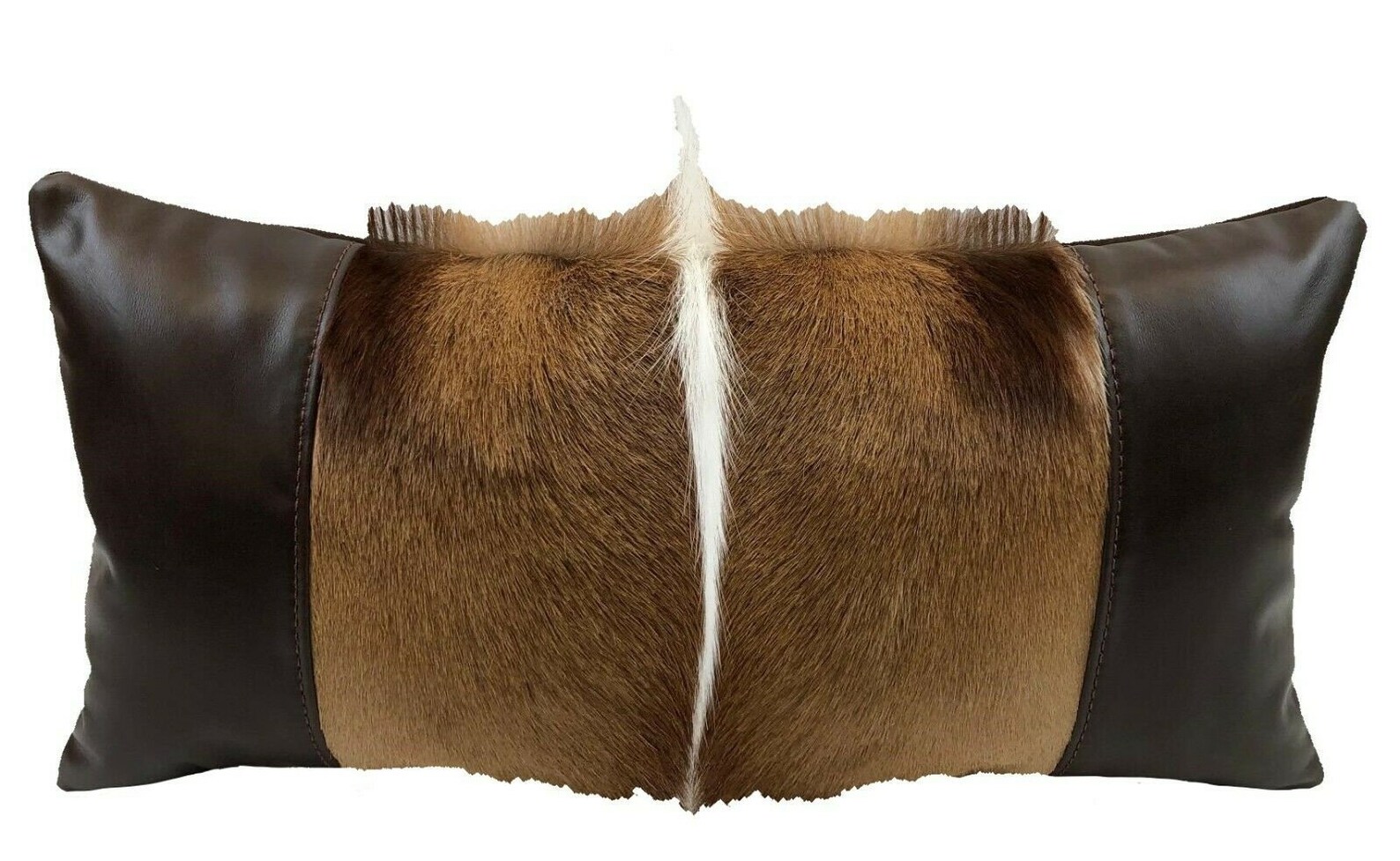 Genuine 20" X 10" Springbok Hide and Leather Cushion Pillow With Suede ...