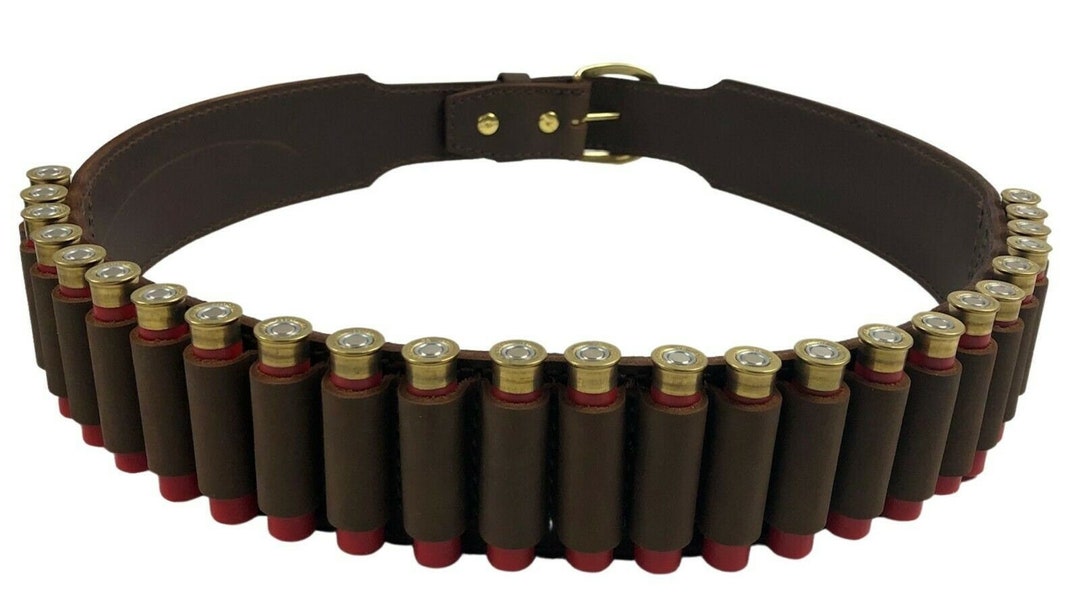 Leather Shotgun 410 Shell Ammo Belt Fits 25 Shells / Cartridges 1 1/2 ...