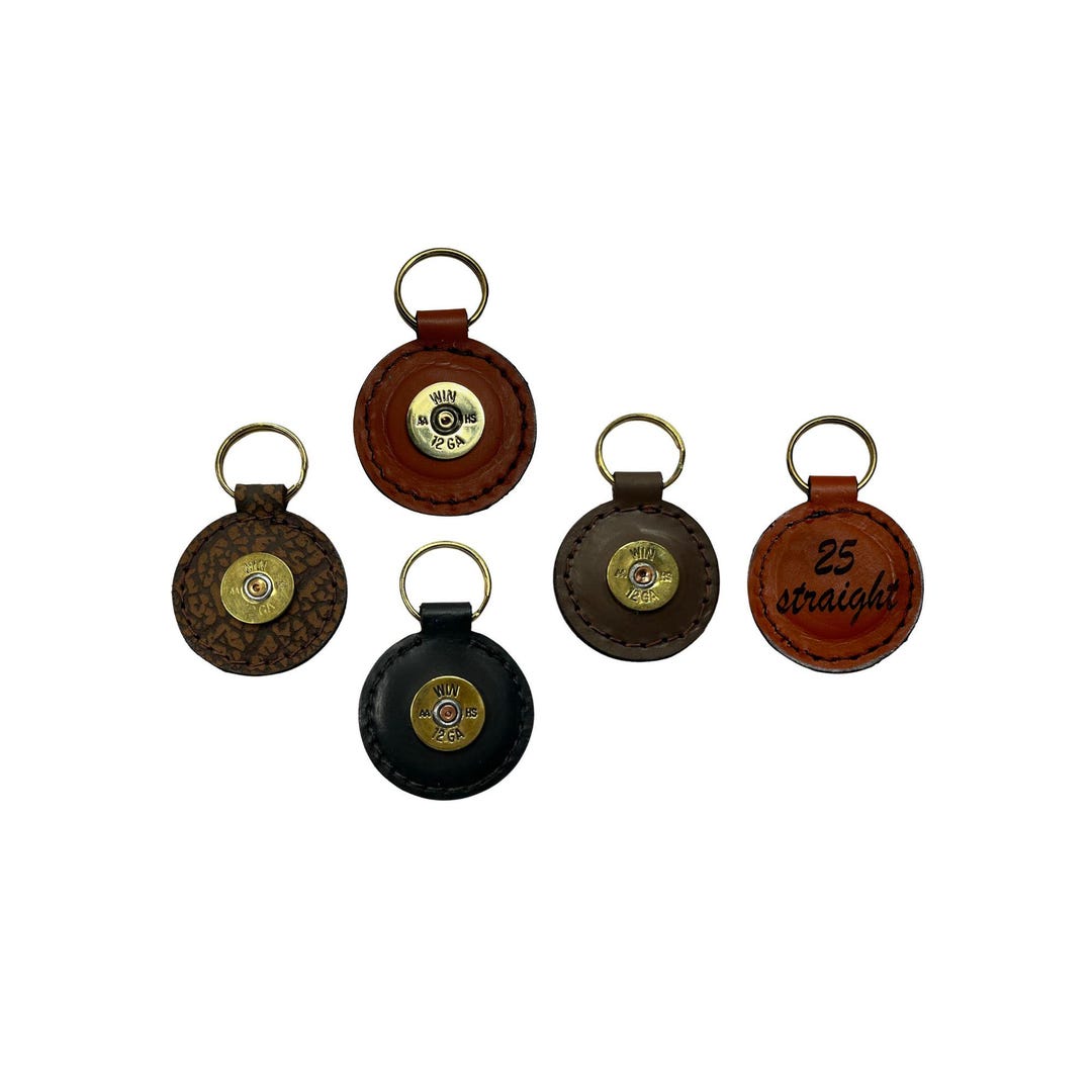 Shotgun Shell Key Chain Ring Leather or Buffalo Hide - Sporting Clays ...