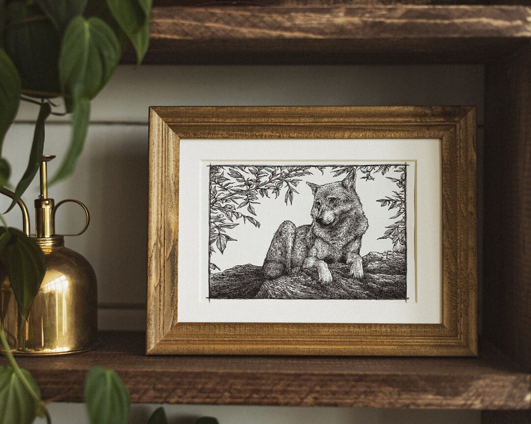Gray Wolf Illustration Instant Download Cottagecore Home Decor ...
