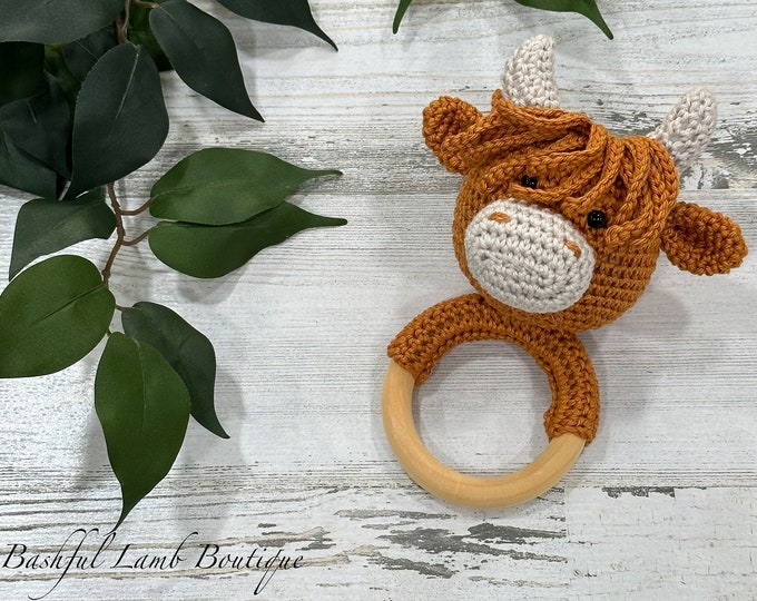 HIGHLAND COW Rattle Photo Prop, Baby Reveal Accessory, Baby ...