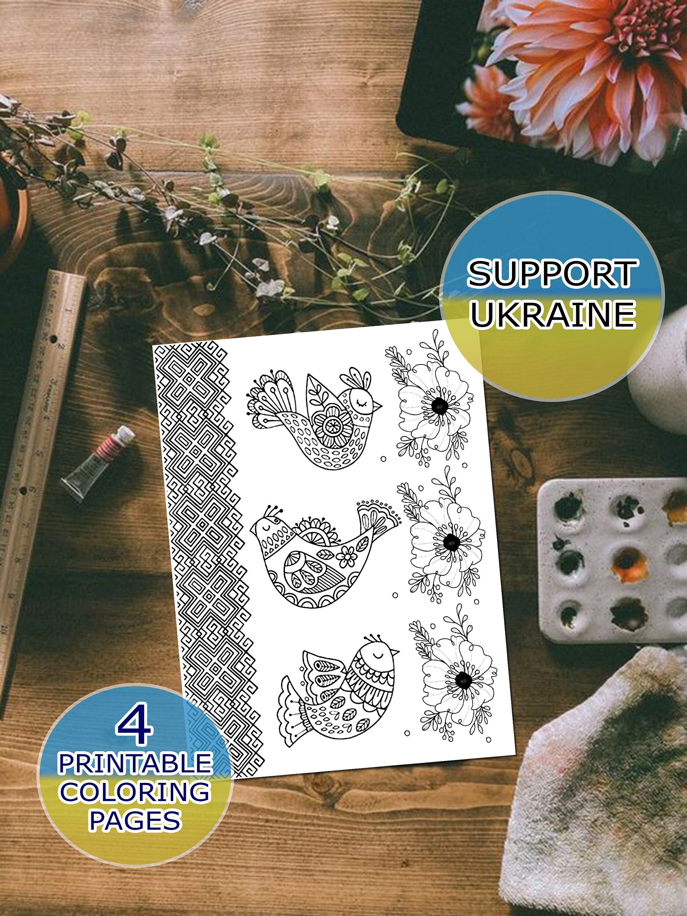 Ukraine Printable Coloring Pages. Stand With Ukraine. Instant - Etsy