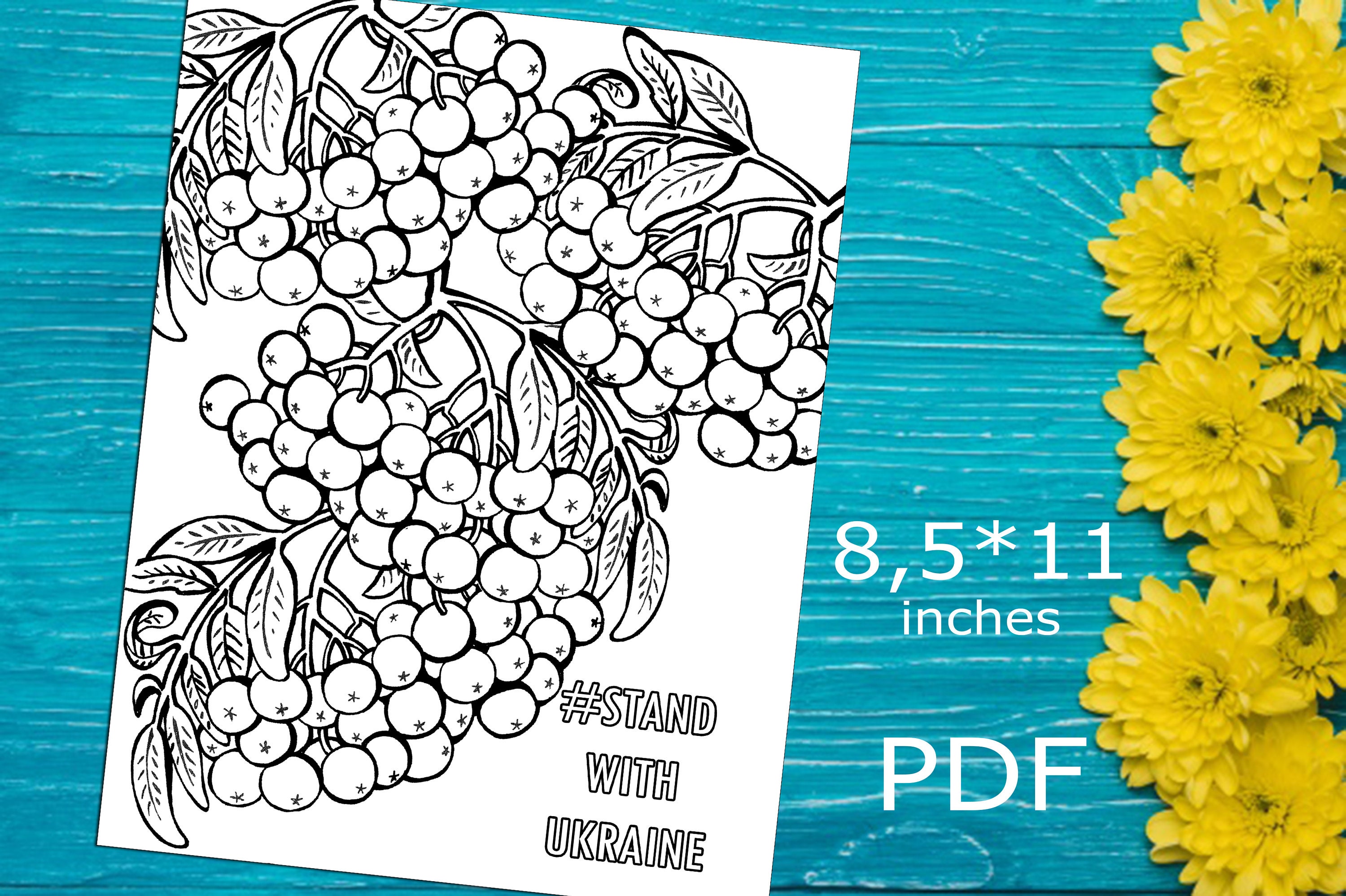 4 Ukrainian Printable Coloring Pages. Stand With Ukraine. Sunflowers ...