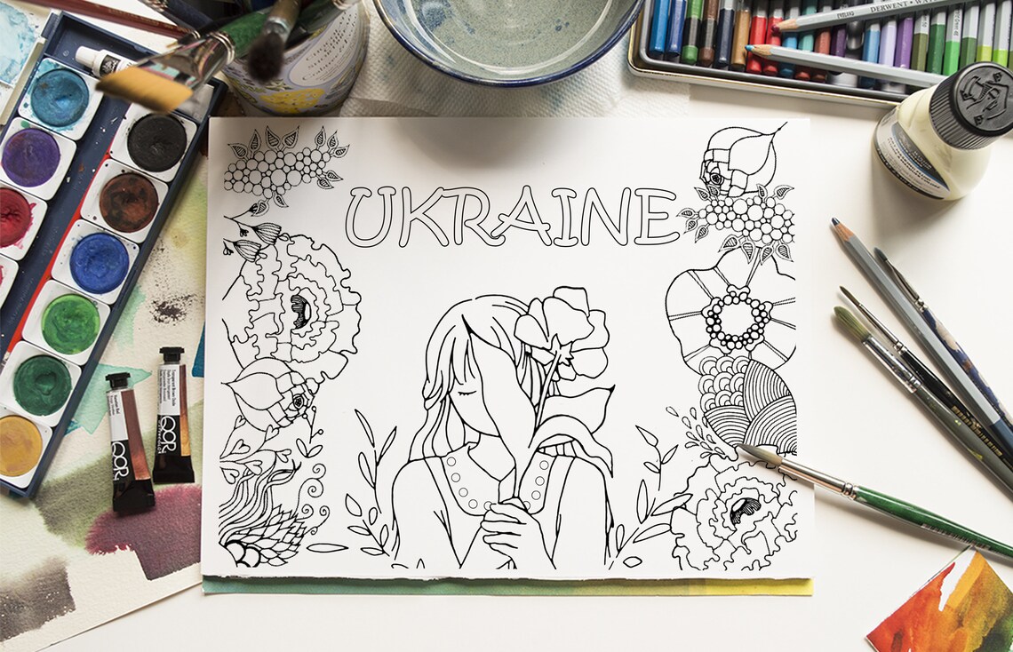 4 Ukrainian Printable Coloring Pages. Stand With Ukraine. - Etsy