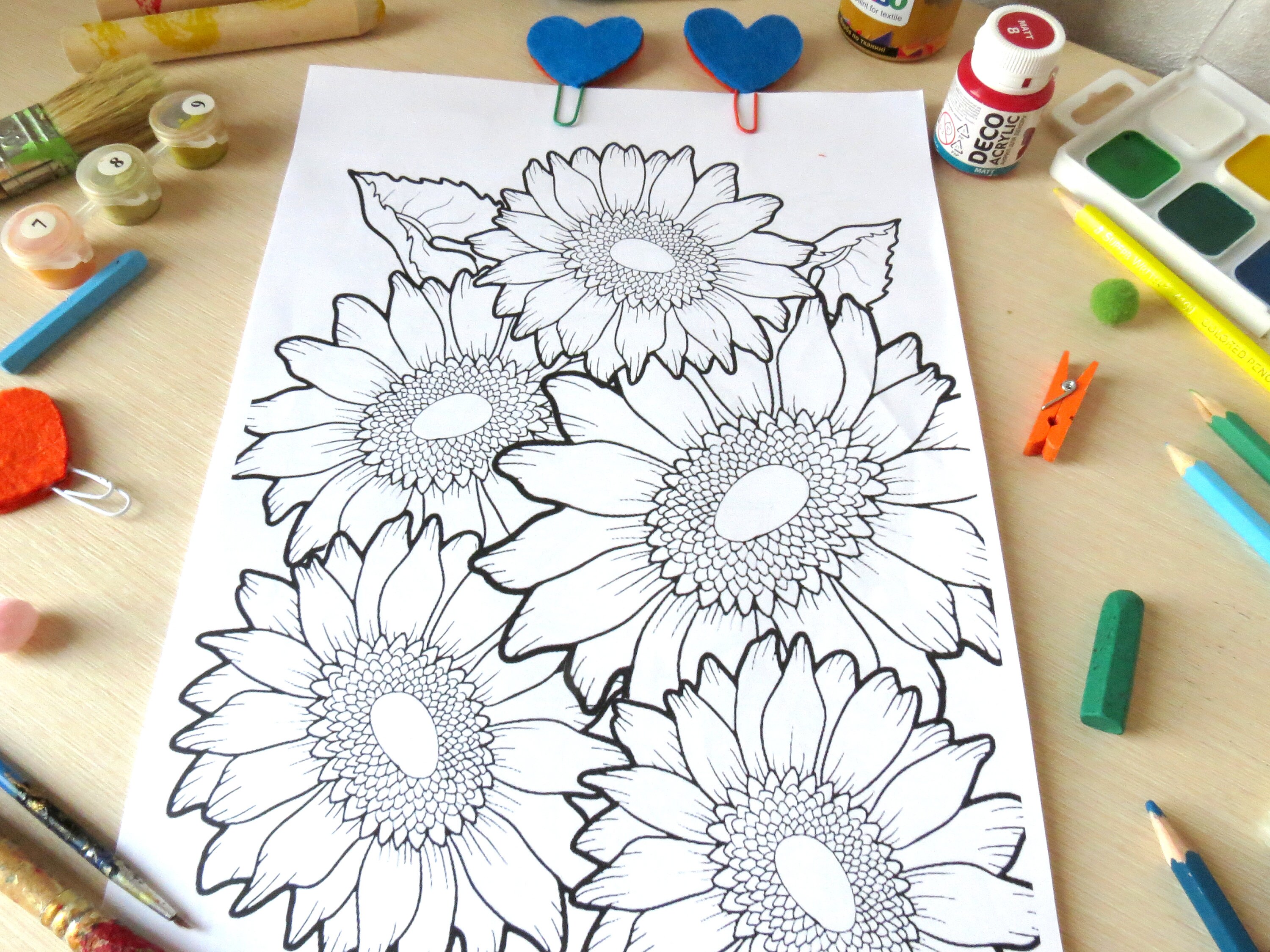 4 Ukrainian Printable Coloring Pages. Stand With Ukraine. Sunflowers ...