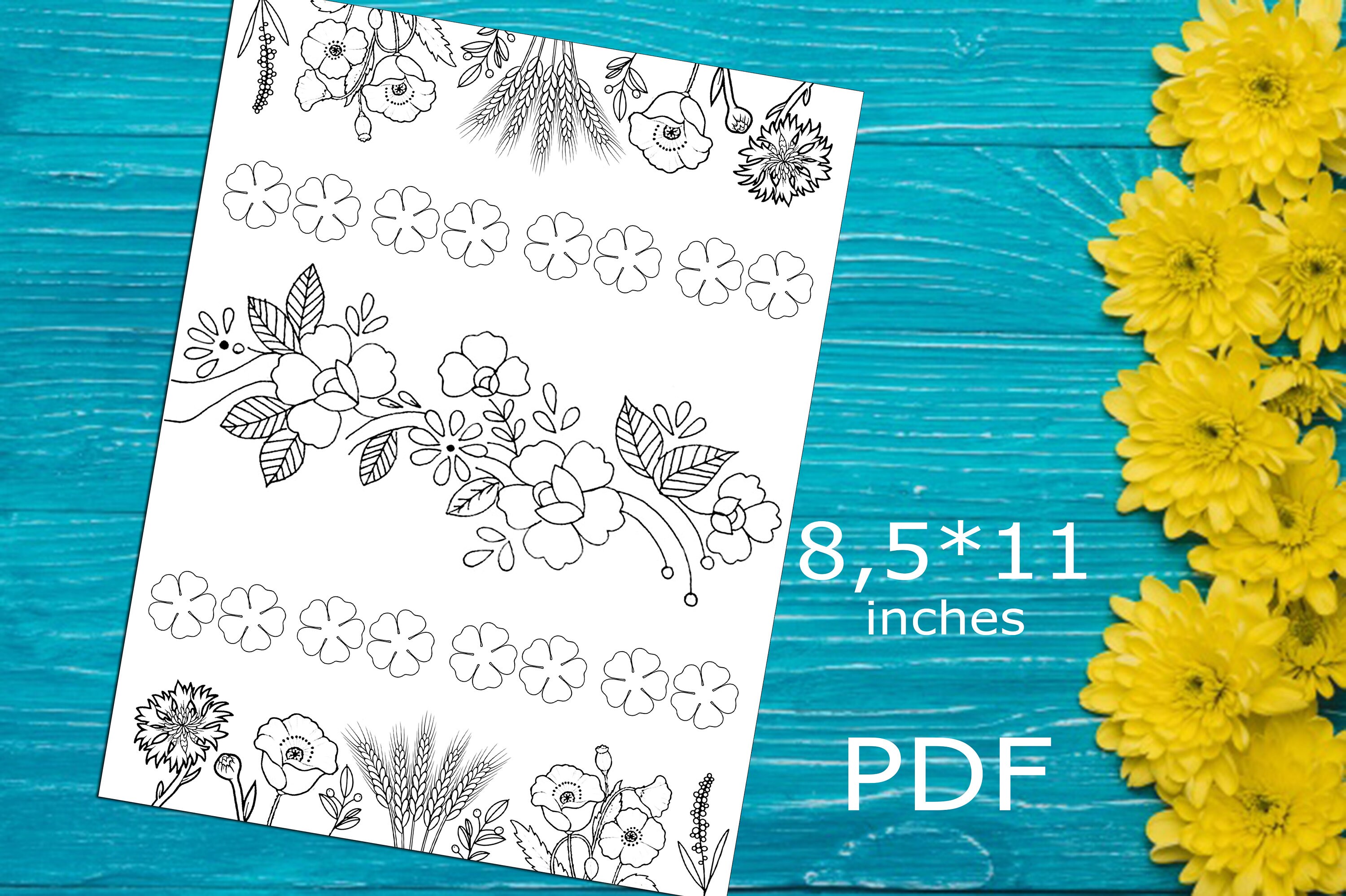 4 Ukrainian Printable Coloring Pages. Stand With Ukraine. Sunflowers ...