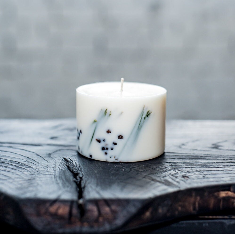 Juniper Candle, Soy Wax Pillar Candle, Juniper Aroma Candle, Vegan ...