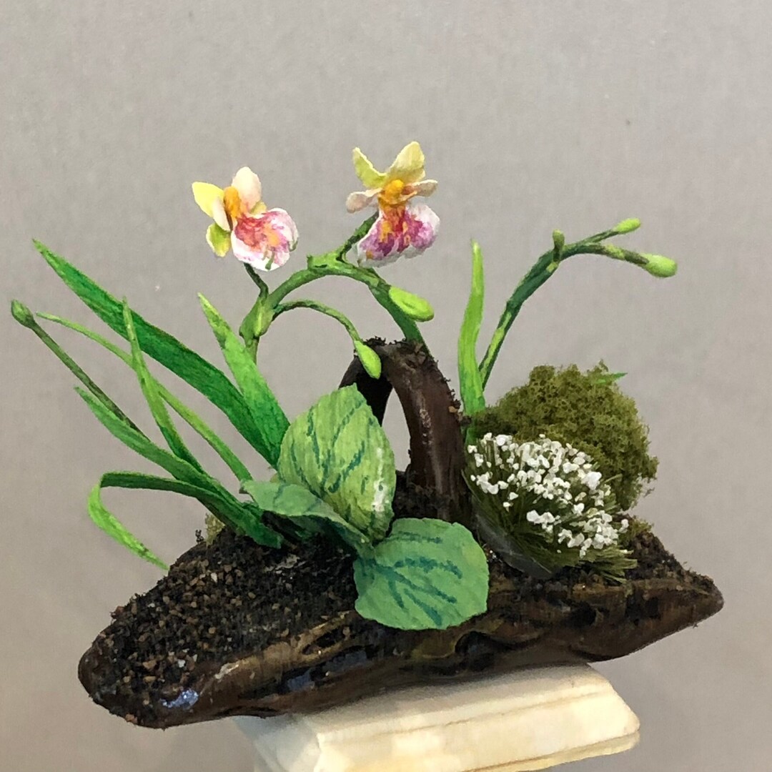 Miniature Floral Arrangement. Orchids. Dollhouse 1/12 Scale Artist Made ...