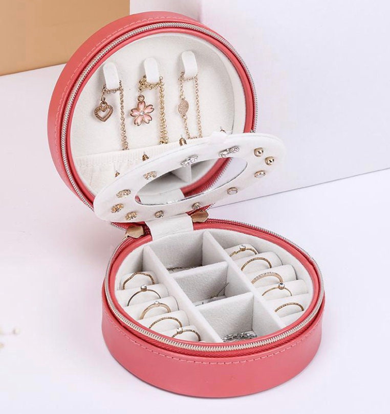Mini Round Jewelry Box PU Leather Jewelry Packaging Display - Etsy