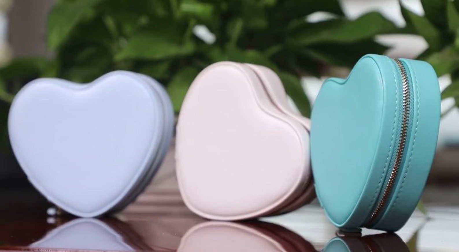 Mini portable zipper heart shaped jewelry case PU leather | Etsy