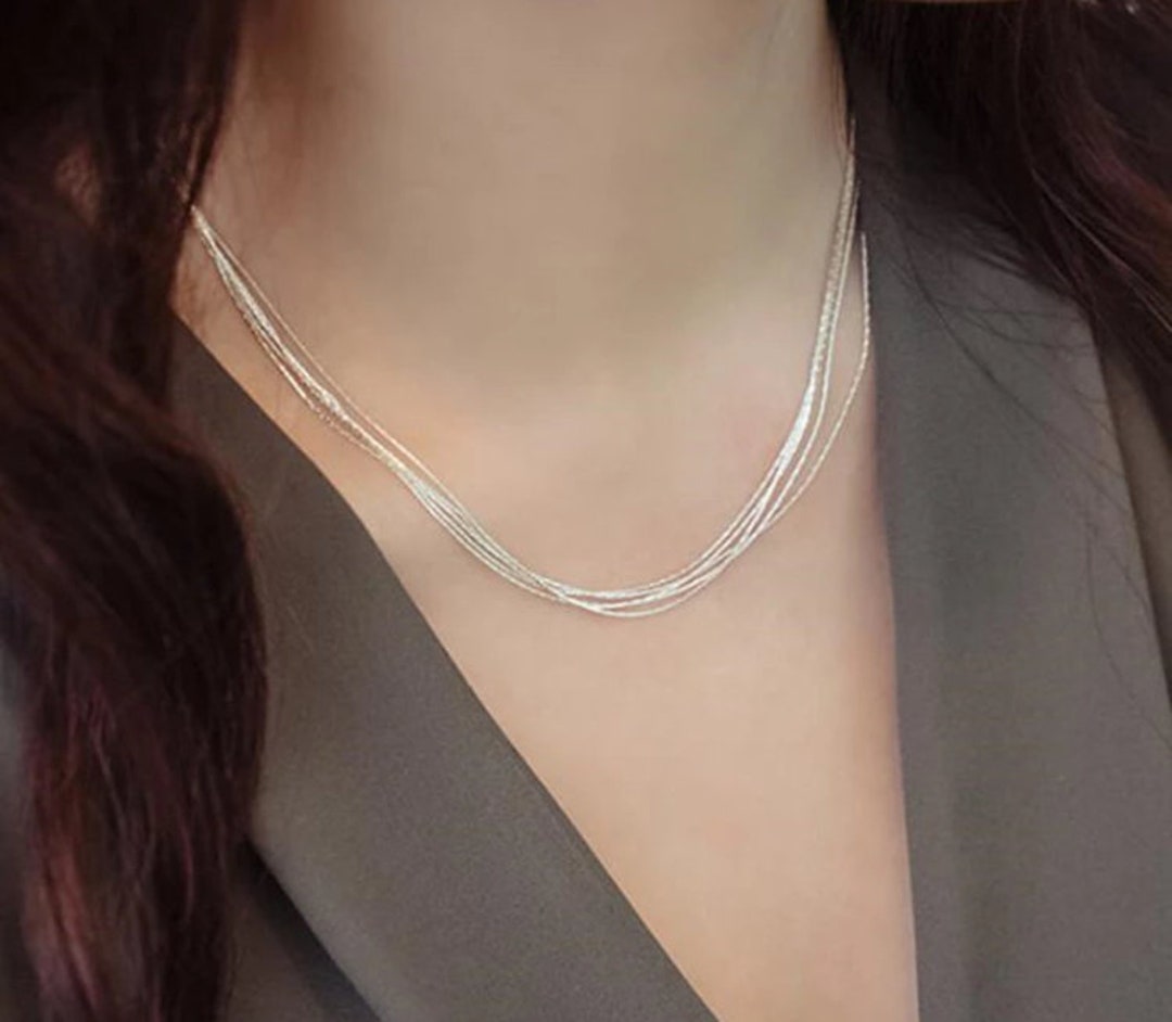 925 Sterling Silver Chain Necklaces Multi Layer Necklaces - Etsy