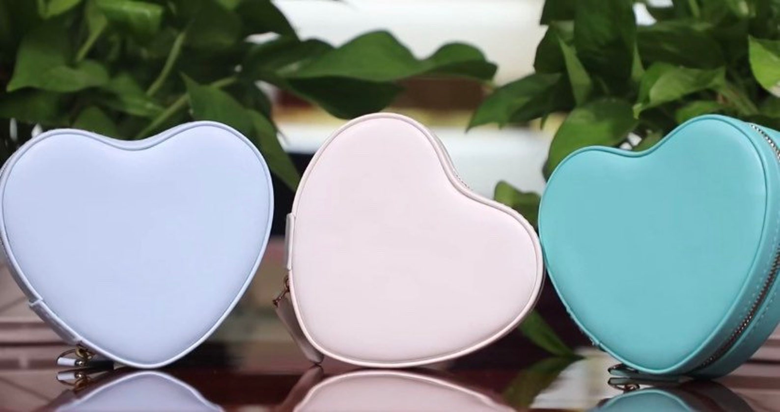 Mini portable zipper heart shaped jewelry case PU leather | Etsy