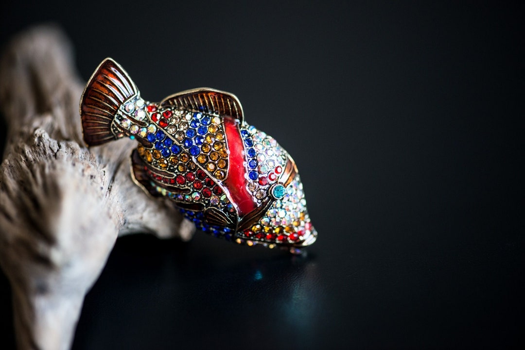 Ballista Fish Brooch-tropical Fish-rhinestone - Etsy