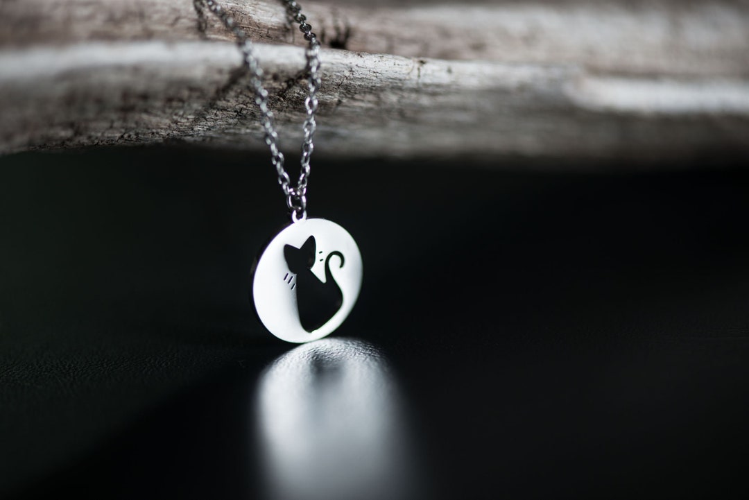 Cat Pendant Necklace-cat Medallion-stainless Steel Pendant - Etsy