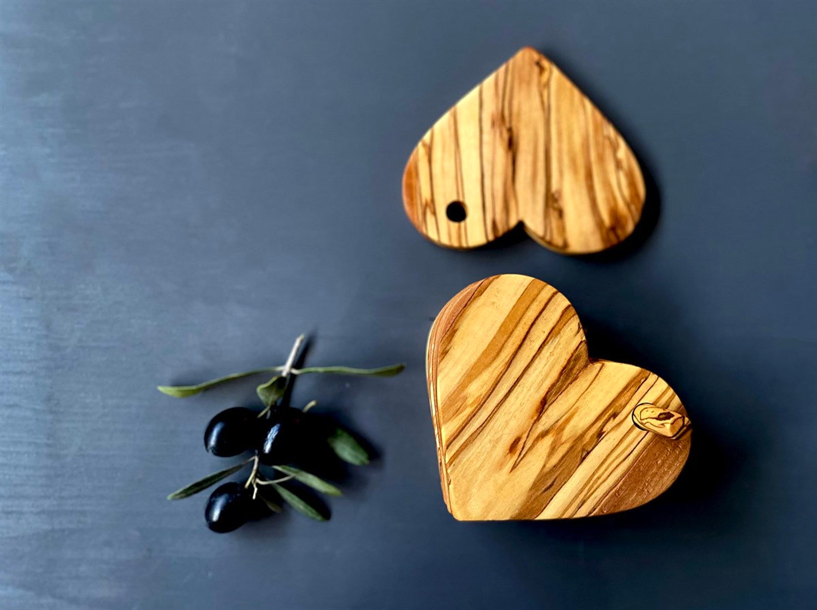 Olive Wooden Heart Shaped Coaster Set Wooden Coaster Set - Etsy