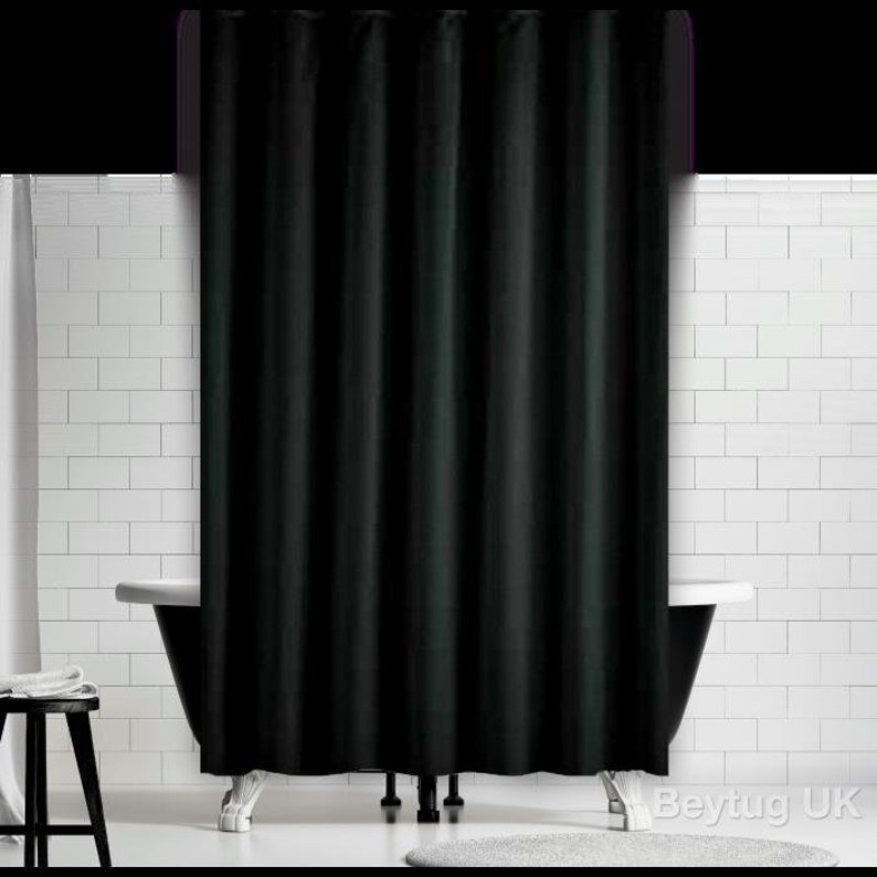 Black Shower Curtain Polyester Bathroom Curtain Waterproof - Etsy