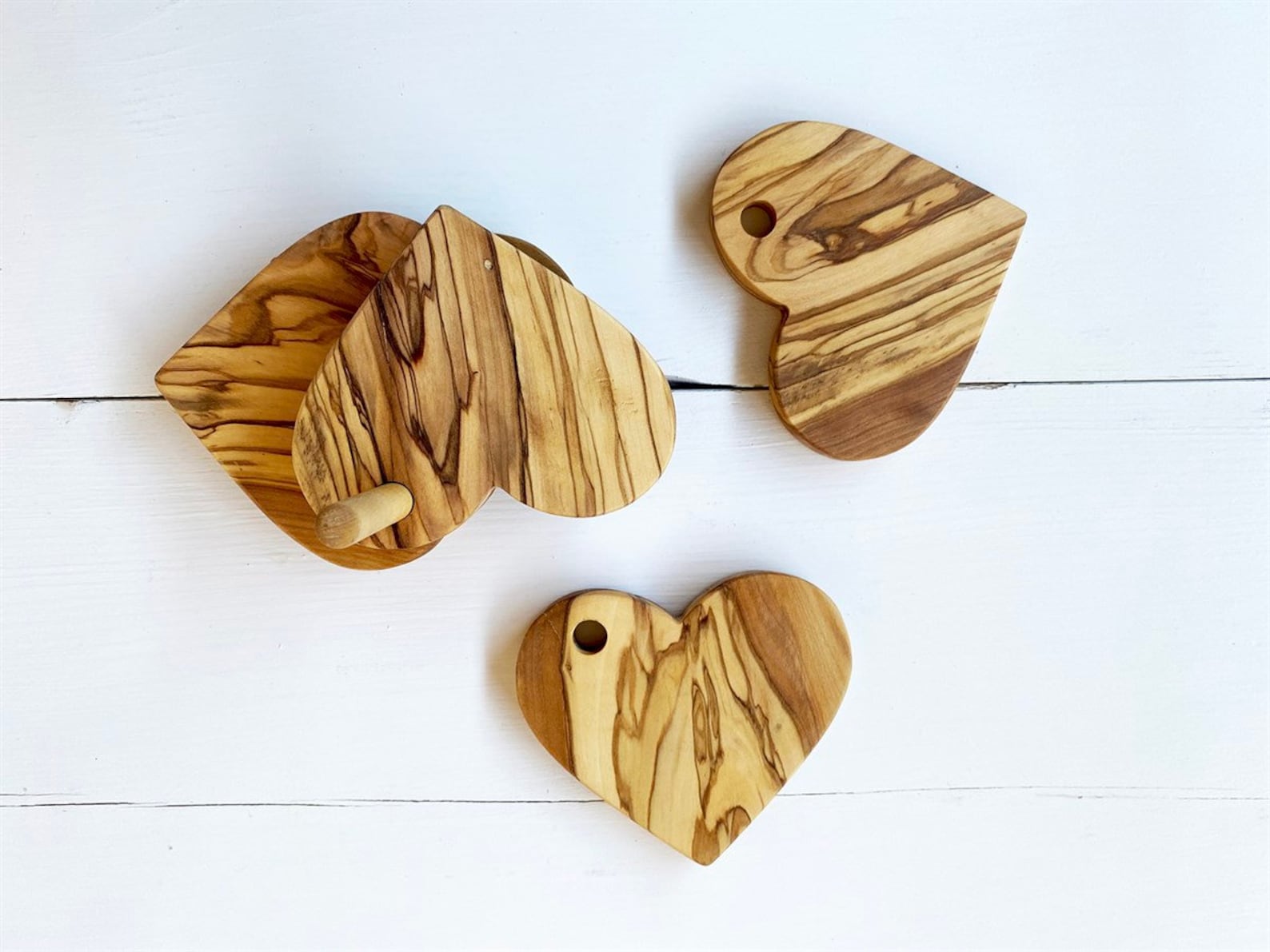 Olive Wooden Heart Shaped Coaster Set Wooden Coaster Set - Etsy