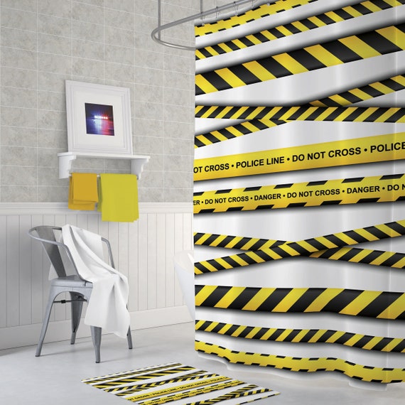 Police Line Shower Curtain 180x200cm Digital Print Polyester | Etsy